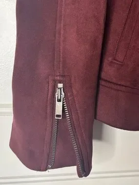 Old Navy | Jackets & Coats | Old Navy Faux Suede Biker Jacket Dark Red ...